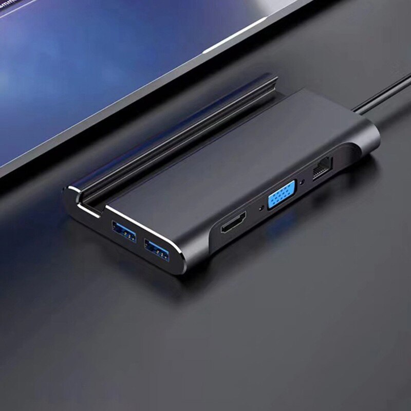 Type-C7 in 1 Docking Station with HDMI + VGA + Gig... – Grandado