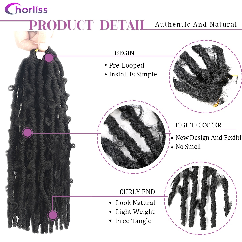 Synthetic Distressed Butterfly Locs Crochet Braids... – Grandado
