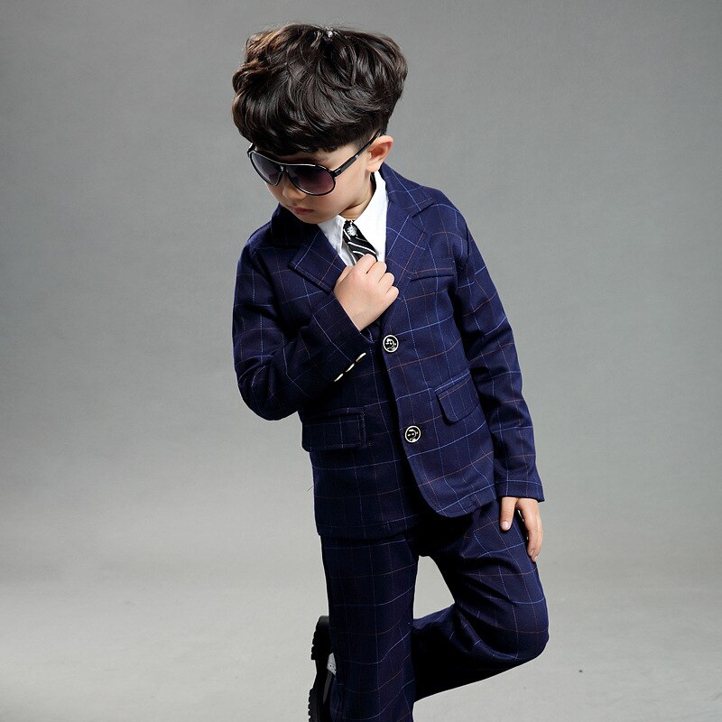 Children blue formal suits boy blazers set teenage... – Grandado