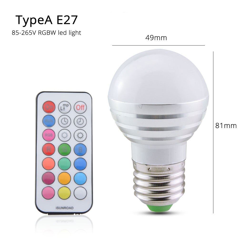 AmmToo E27 E14 RGB led Stage Light Bulb 110V 120V ... – Grandado
