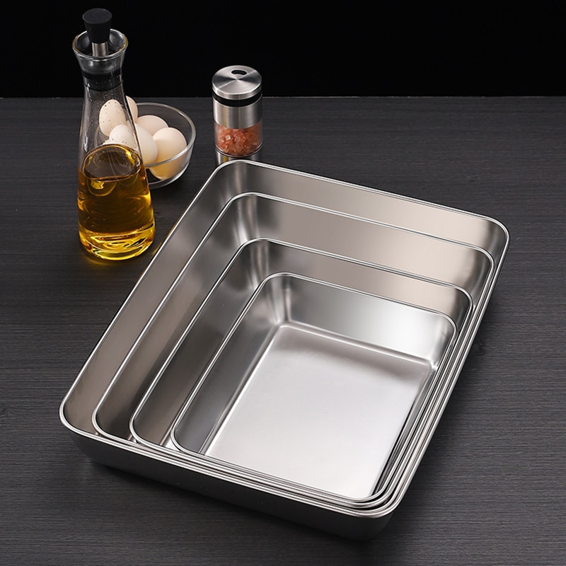 Stainless Steel Rectangular Food Trays Barbecue Fr... – Vicedeal