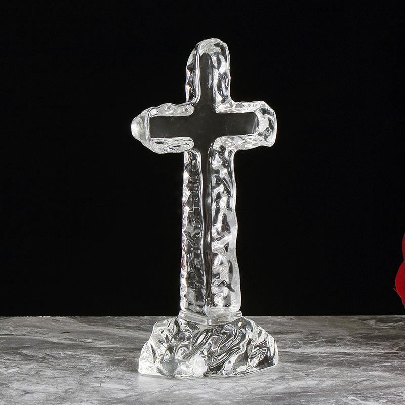 Clear Crystal Cross Christ Catholic Cross Statue C... – Vicedeal