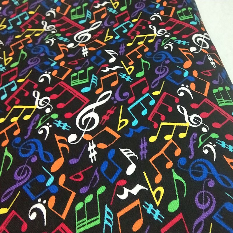 50x105cm Rainbow Color Music Note Printed Cotton F... – Vicedeal