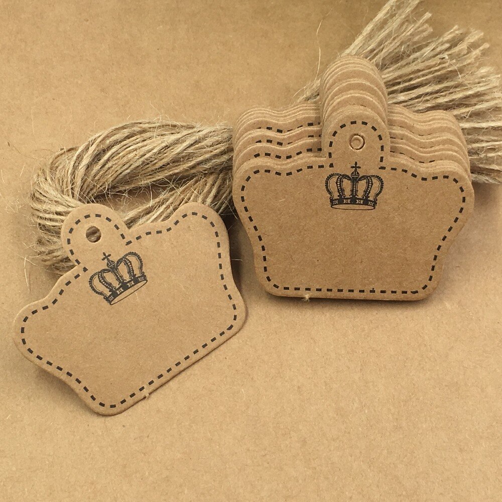 Brown Crown Shape Kraft Paper Cardboard Tags Label... – Vicedeal