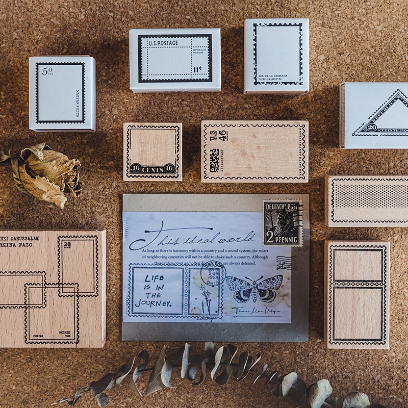 10PCS/LOT post office series stamp DIY wooden rubb... – Grandado