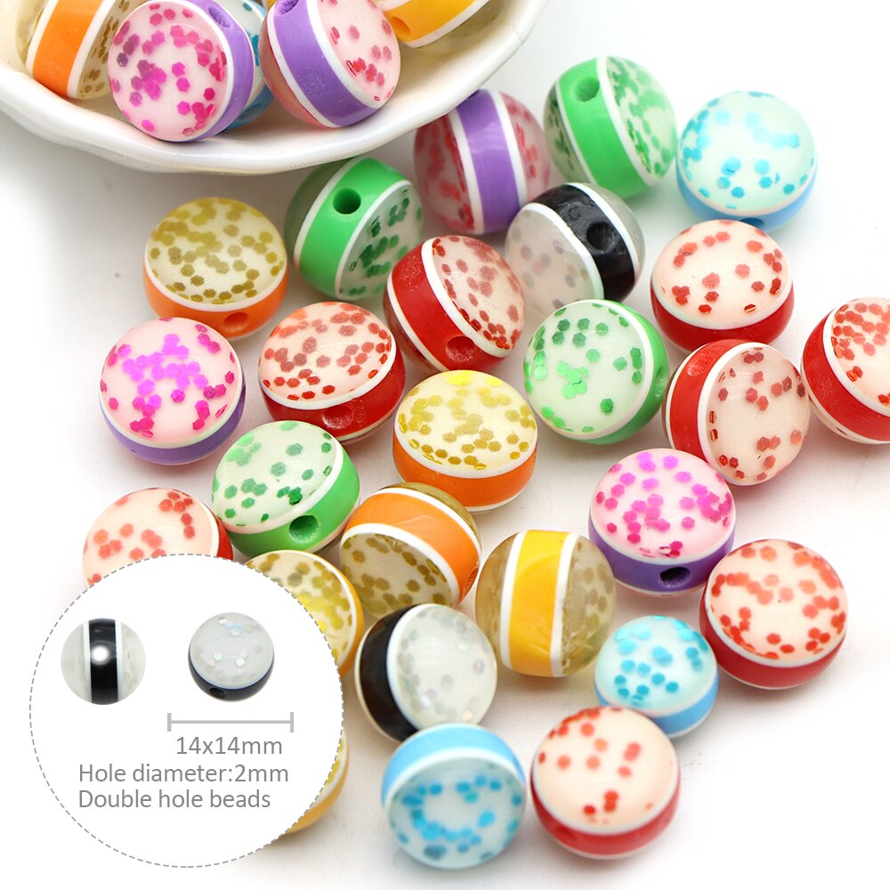 10pcs Random Color Stripe Rainbow Round Beads 3D R... – Vicedeal