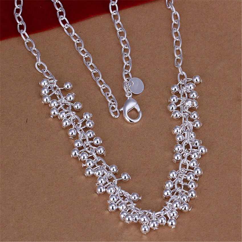 925 Stamp Silver color Grape beads necklace earrin... – Grandado