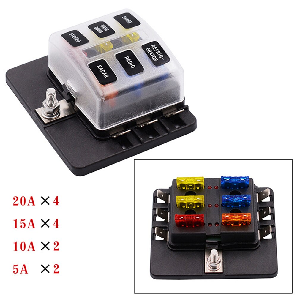 6 Way Blade Fuse Holder Box Auto Block Case With S... – Grandado