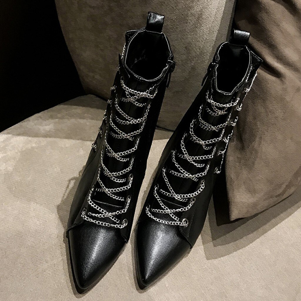 Botines con punta en pico para Mujer, botas con ta... – Grandado