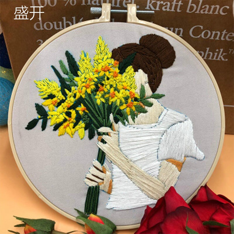 Diy broderimateriale pakke tegneserie pige håndbuk... – Grandado