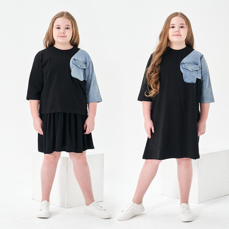 big girls plus size spring summer cotton denim fam... – Vicedeal