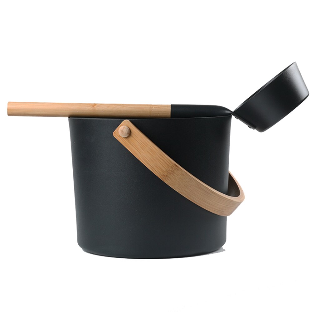 Aluminium Sauna bucket with bamboo handle, metal b... – Vicedeal