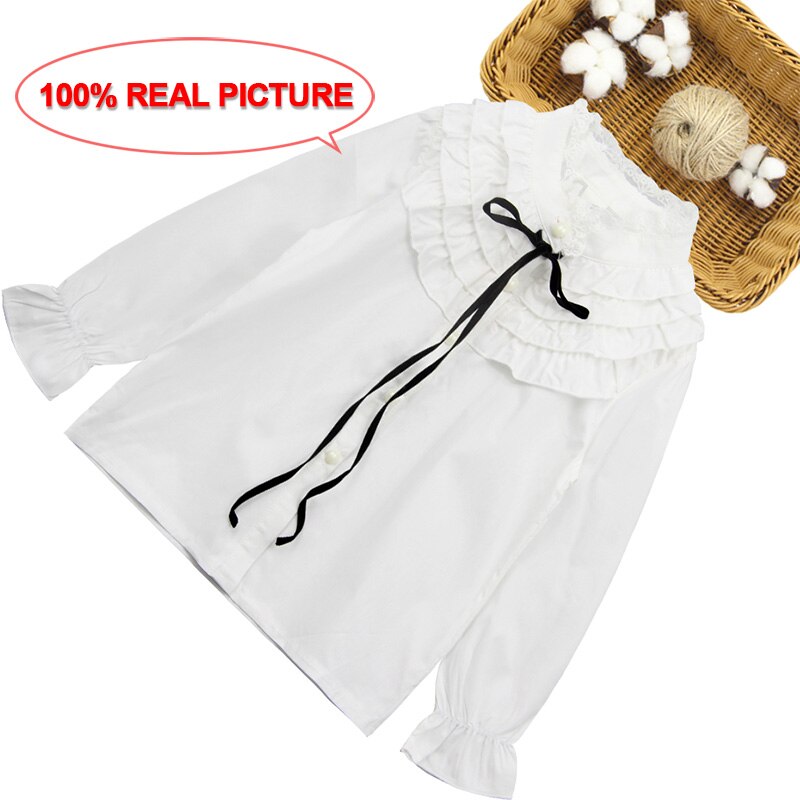Girls Blouse Lace Neck Children's Shirts For Girls... – Grandado