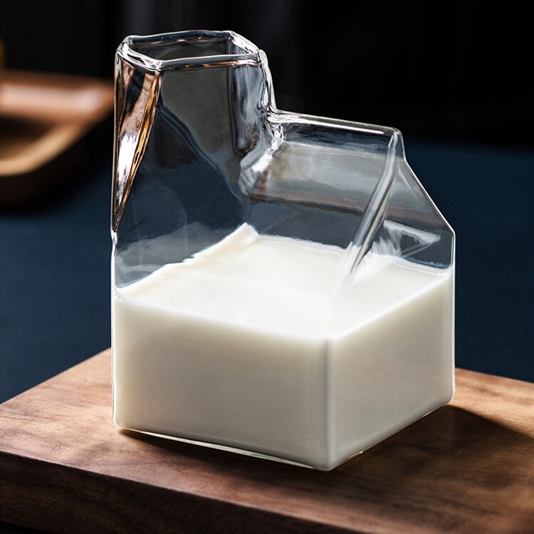 Square milk glass milk box glass mug milk box cup ... – Vicedeal