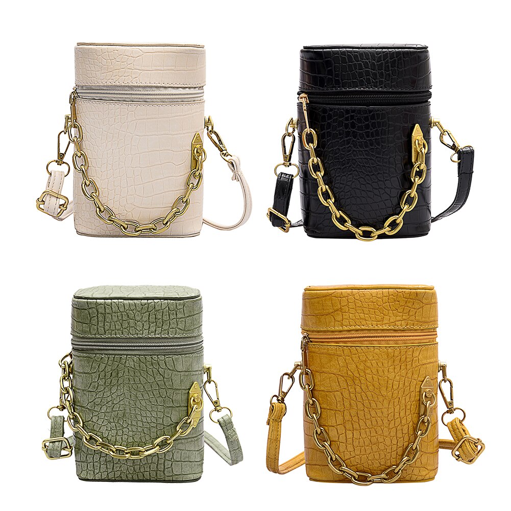 Women Solid Bucket Messenger Bag Retro Alligator P... – Grandado