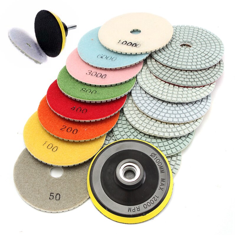 16 stk 4 tommer 100mm diamantpoleringsputer sett v... – Grandado