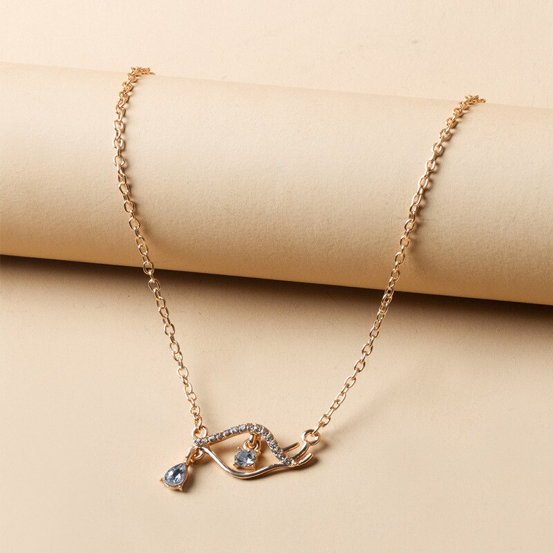 Trend Jewelry Crystal Eyes Pendant Necklace Golden... – Vicedeal