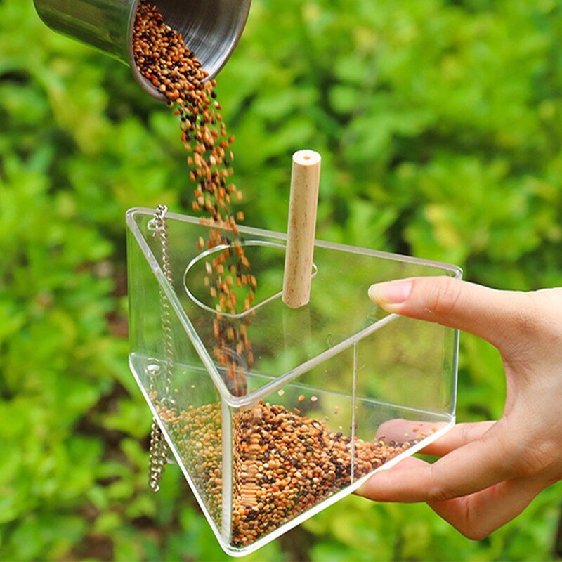 Portable Acrylic Bird Food Box Bird Feeder Garden ... – Grandado
