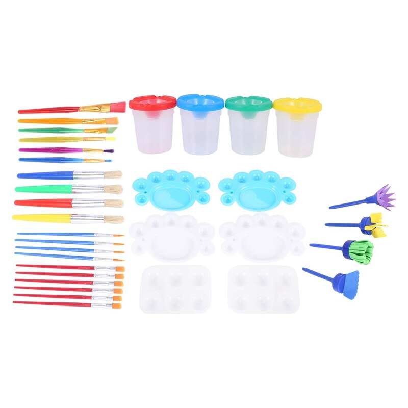 34 Pcs Paint Brush Sets Painting Tool Kits with 4 ... – Vicedeal