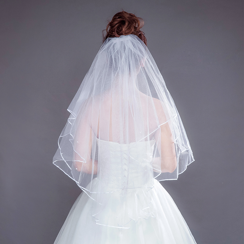 AiliBride Double layer White Long Wedding Bridal V... – Grandado