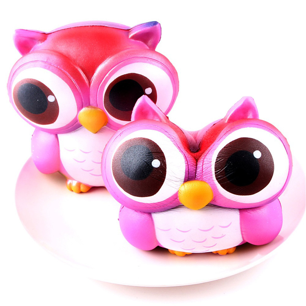 Top Little Bird Squishy 15cm Lovely Pink Owl Cream... – Grandado