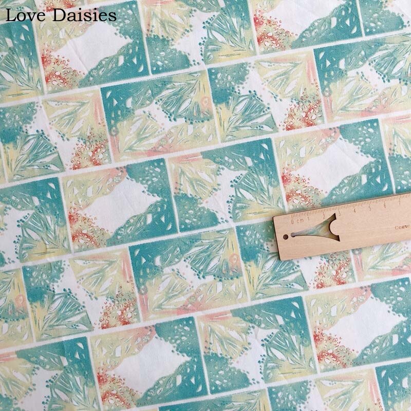 100% Cotton GREEN PURPLE Check Leaves Twill Fabric... – Vicedeal