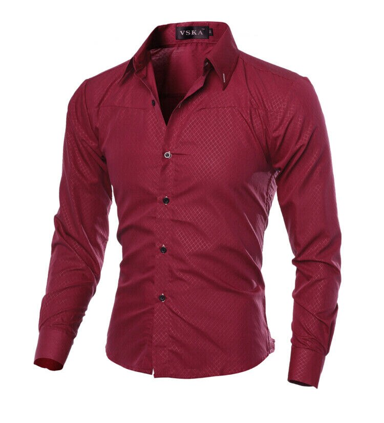 Mannen Dress Shirt Lange Mouw Knop Up Smart Casual... – Vicedeal