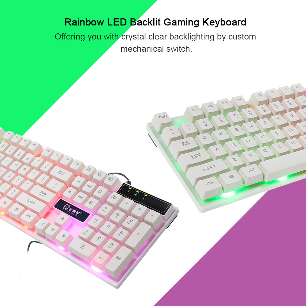 Mechanical feel USB Wired Gaming Keyboard Rainbow ... – Grandado