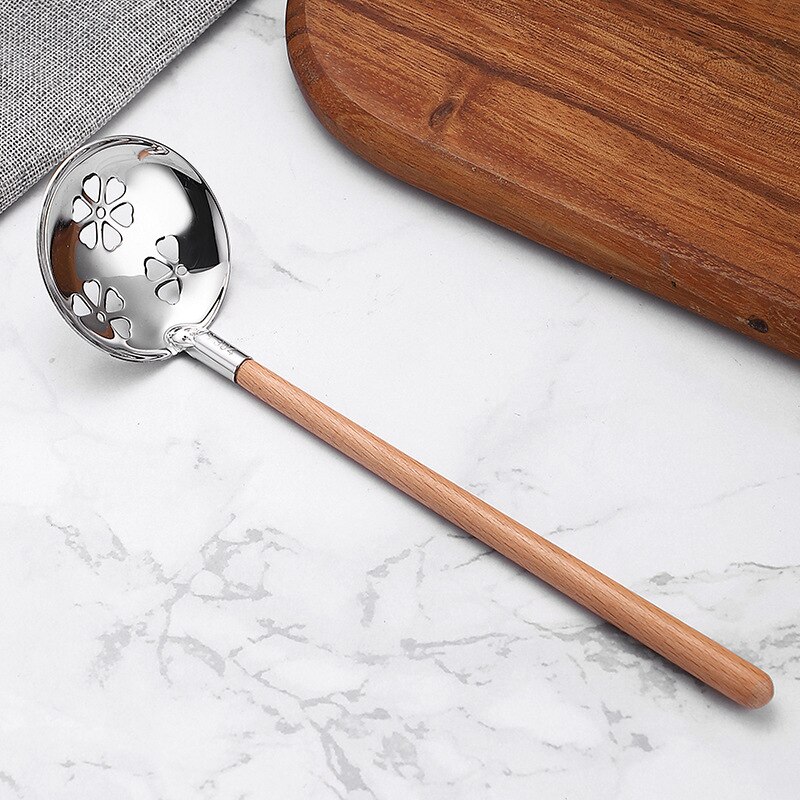 2PCS Stainless Steel Wooden Handle Spoon/Colander ... – Grandado
