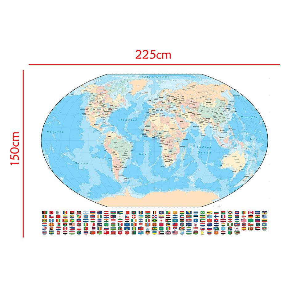 150x225cm Vinyl Spray World Map Mercator Projectio... – Grandado