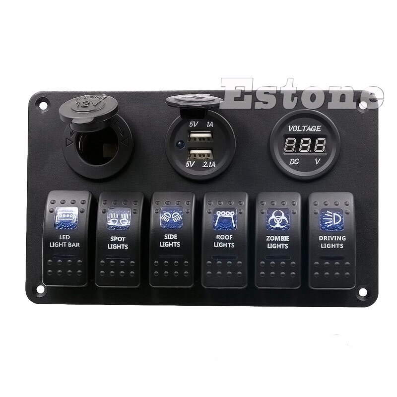 6 Gang LED 12V 24V Rocker Switch Panel Circuit Bre... – Vicedeal