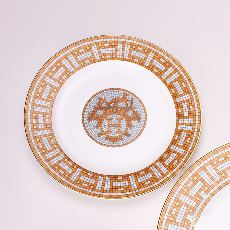 European Bone China Geometric Dinner Plate Phnom P... – Grandado