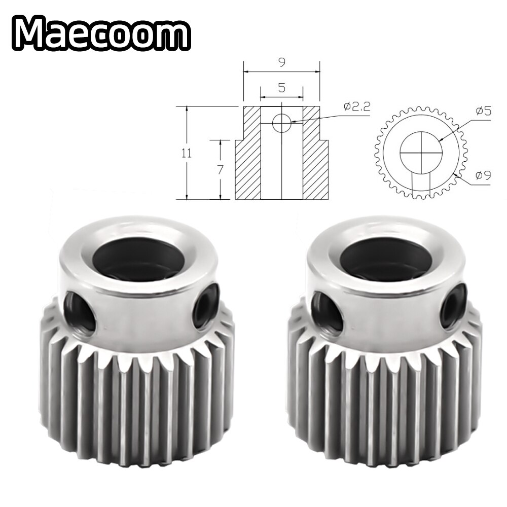 MK8 Gear 36 Tooth Stainless Steel Bore 5MM MK8 Ext... – Grandado