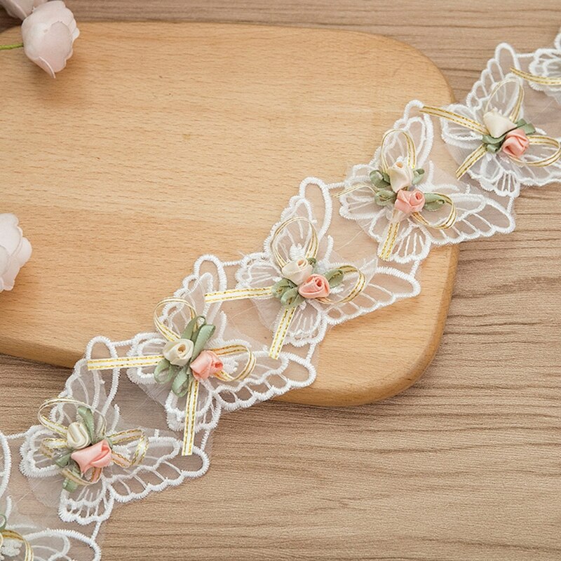1 Yard Rose Flower Embroidery Lace Trim Ribbon Pea... – Vicedeal