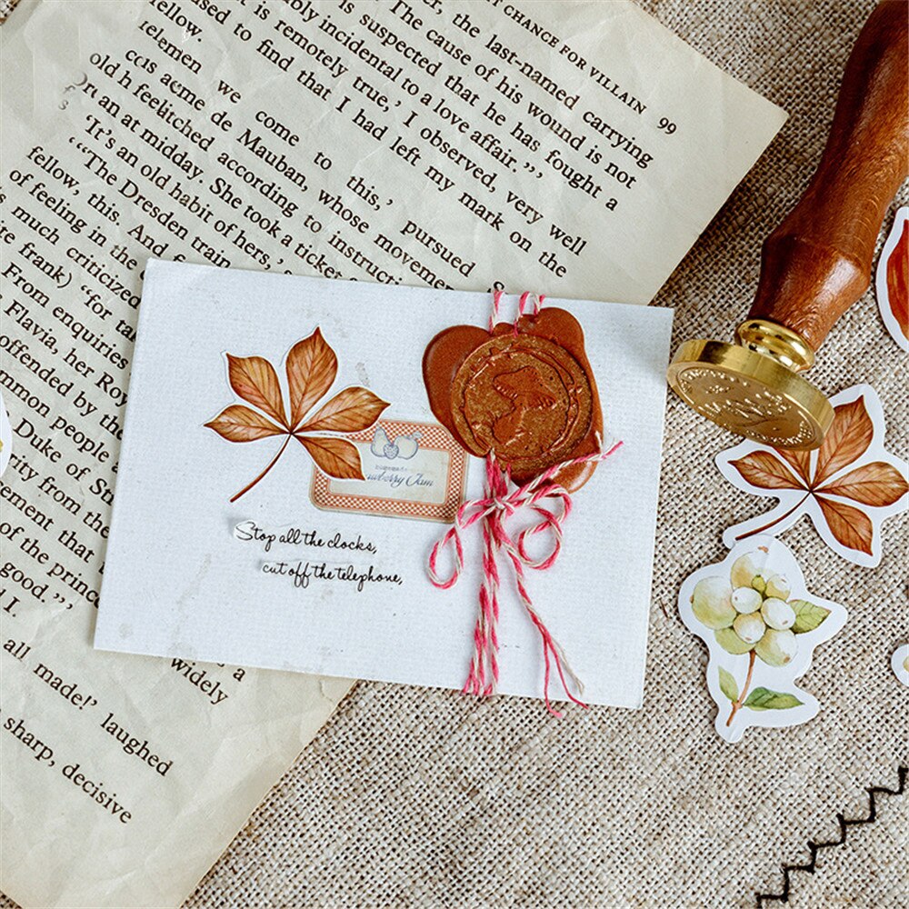 46Pcs/lot Autumn Fallen Leaves Plant Paper Sticker... – Grandado