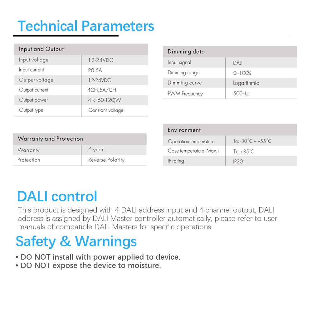 DALI led Dimmer DC 12V 24V 20A 240W 480W Dimming D... – Grandado
