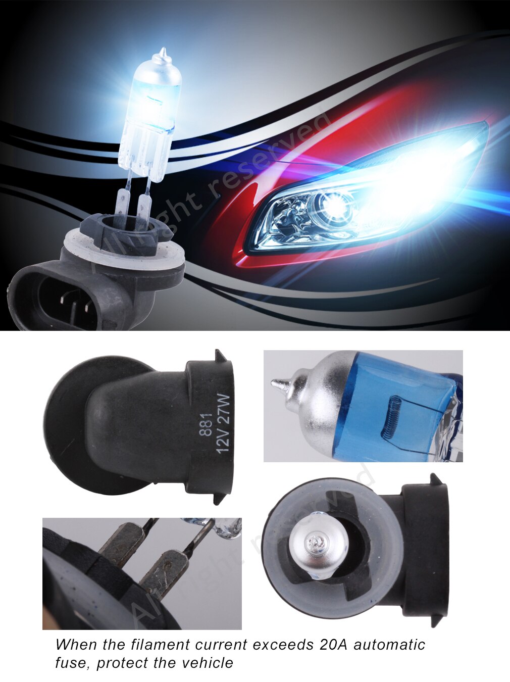 881 894 H27 Halogen Bulbs 27W - Car Headlights fog... – Vicedeal