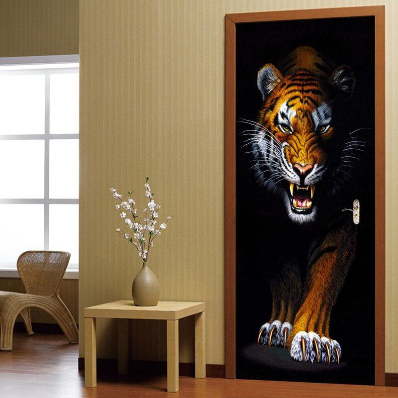 Home Decoration Door Sticker 3D Stereo Tiger Anima... – Grandado