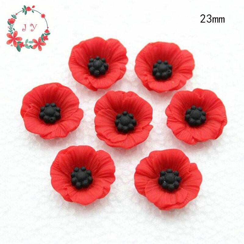 Set of 100pcs Chic Resin Red Poppy Flower Artifici... – Grandado