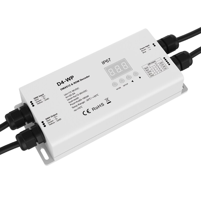 Ip67 vattentät dmx 512 avkodare dc12v ~ 36v 4ch*5... – Vicedeal
