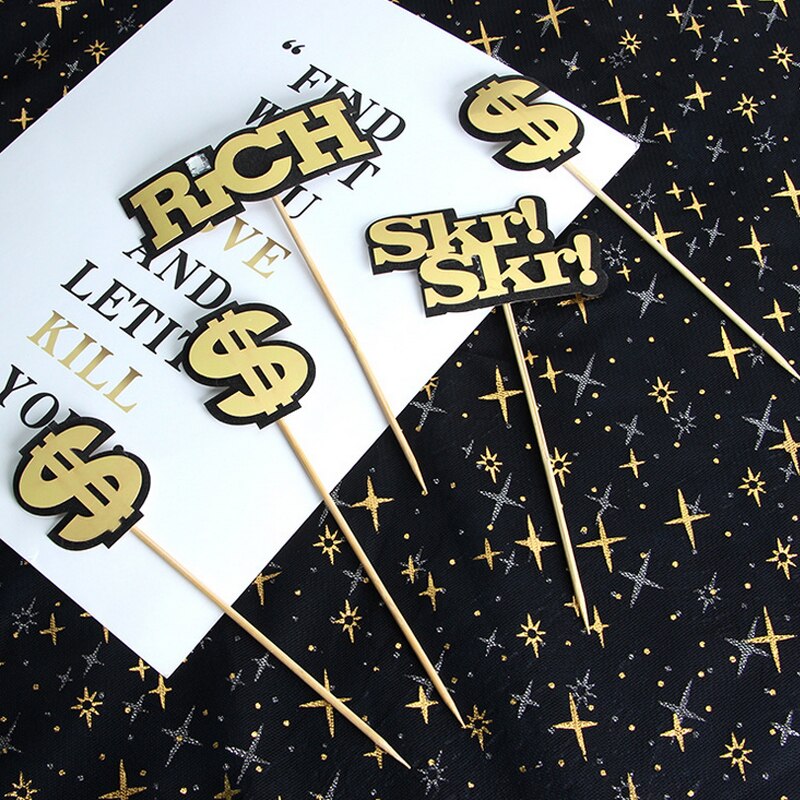 Sort guld rig dollar kage topper fødselsdag kop ka... – Vicedeal