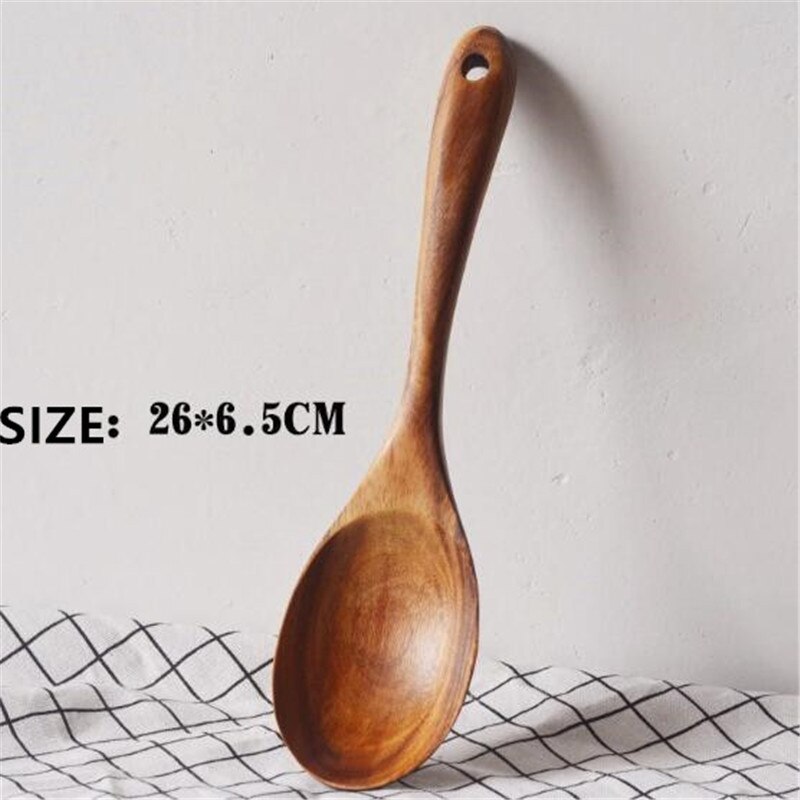 Kitchen Wooden Spoon Set Large Salad Dinner Servin... – Vicedeal