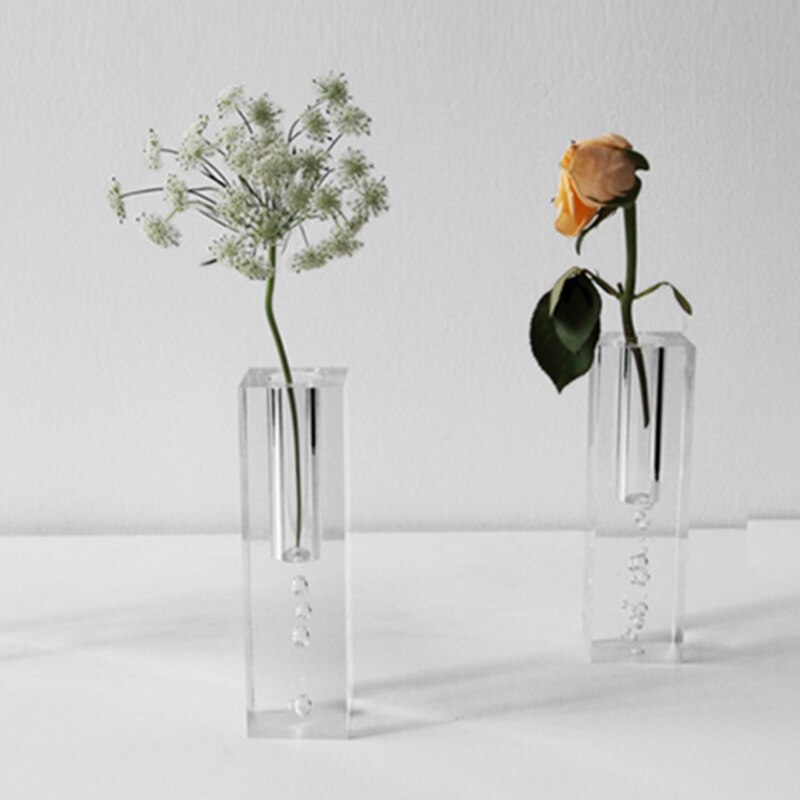 Nordic Acrylic Vase Square Column Glass Bubble Flo... – Grandado