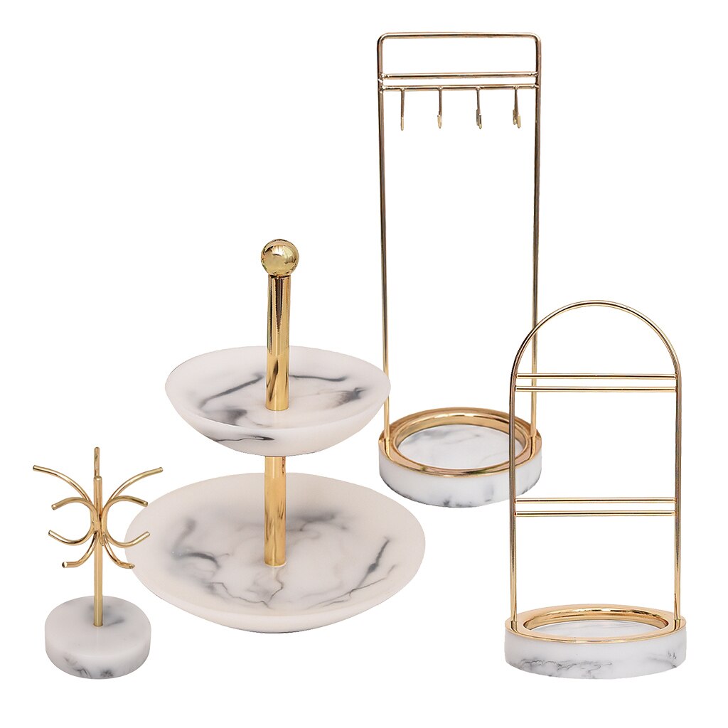 Gold Metal Rack Reisn Marbling Texture Tray Base J... – Grandado