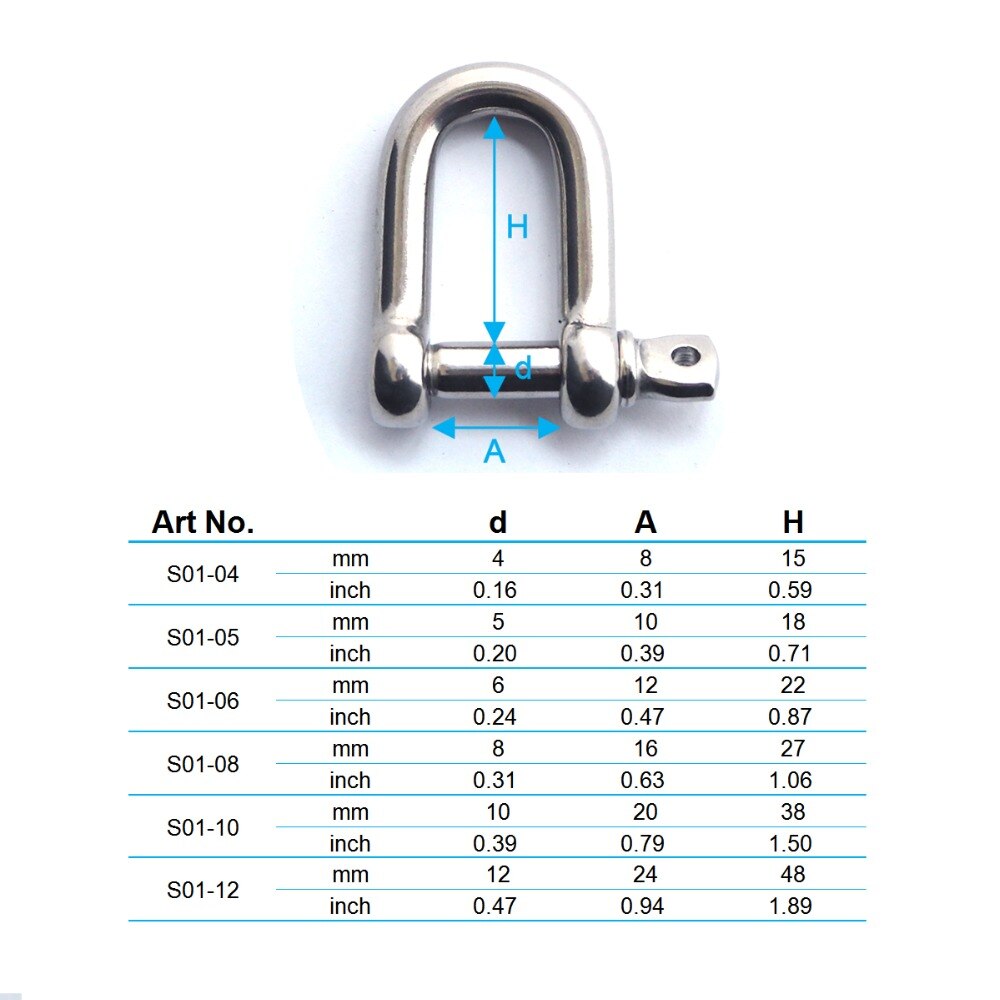 10mm D Shackles With Screw Pin Stainless Steel 316... – Vicedeal