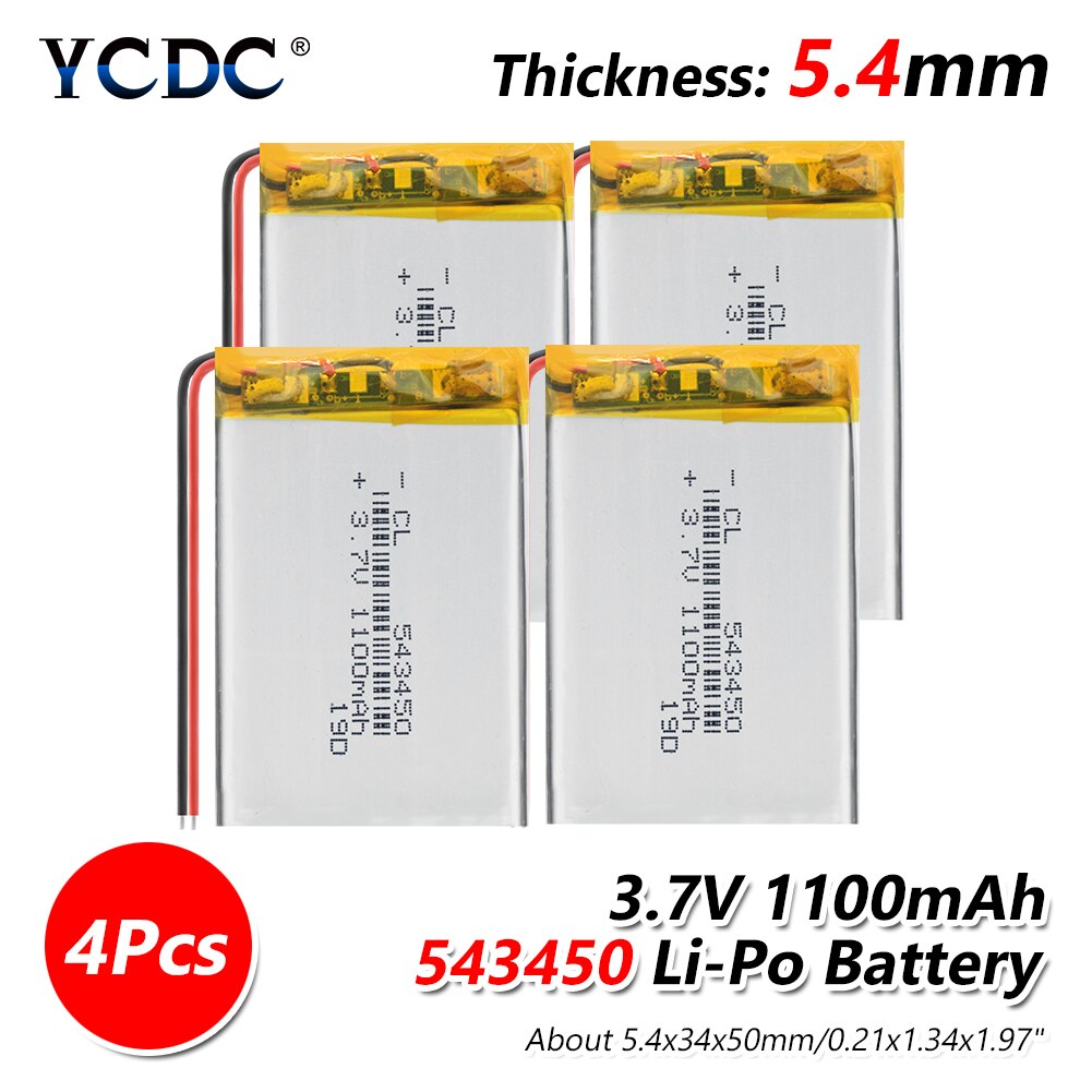 1/2/4 Pcs 3.7V 543450 1100mAh Li-polymer Batteries... – Vicedeal