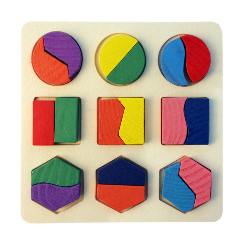 Kids Wooden Jigsaw Puzzle Geometric Shape Board Co... – Grandado
