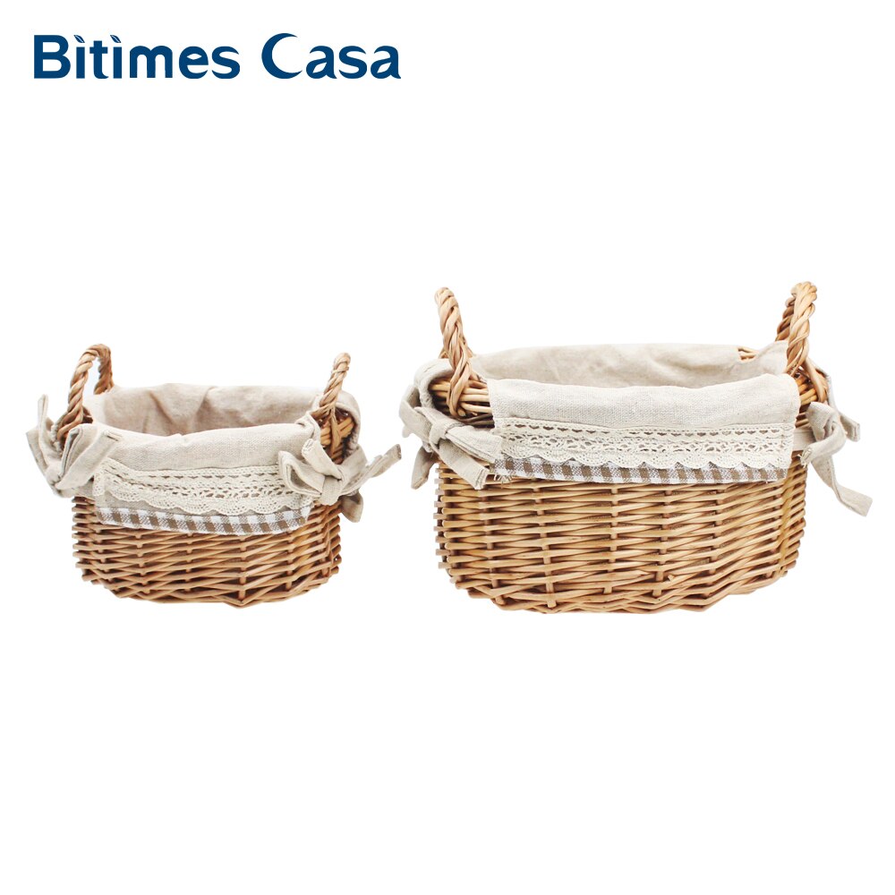 2PCS hand-made wicker storage basket set flower st... – Grandado