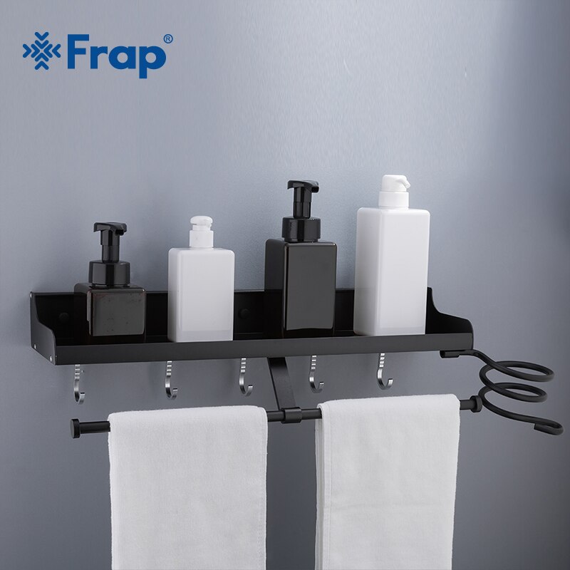Frap Space Aluminum Bathroom Shelf Black Bathroom ... – Grandado