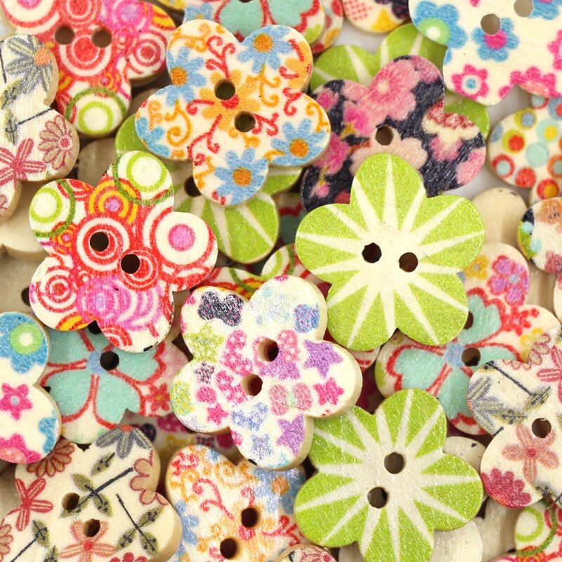 50Pcs 17x17mm Multicolor Flower Shape Button 2-Hol... – Grandado